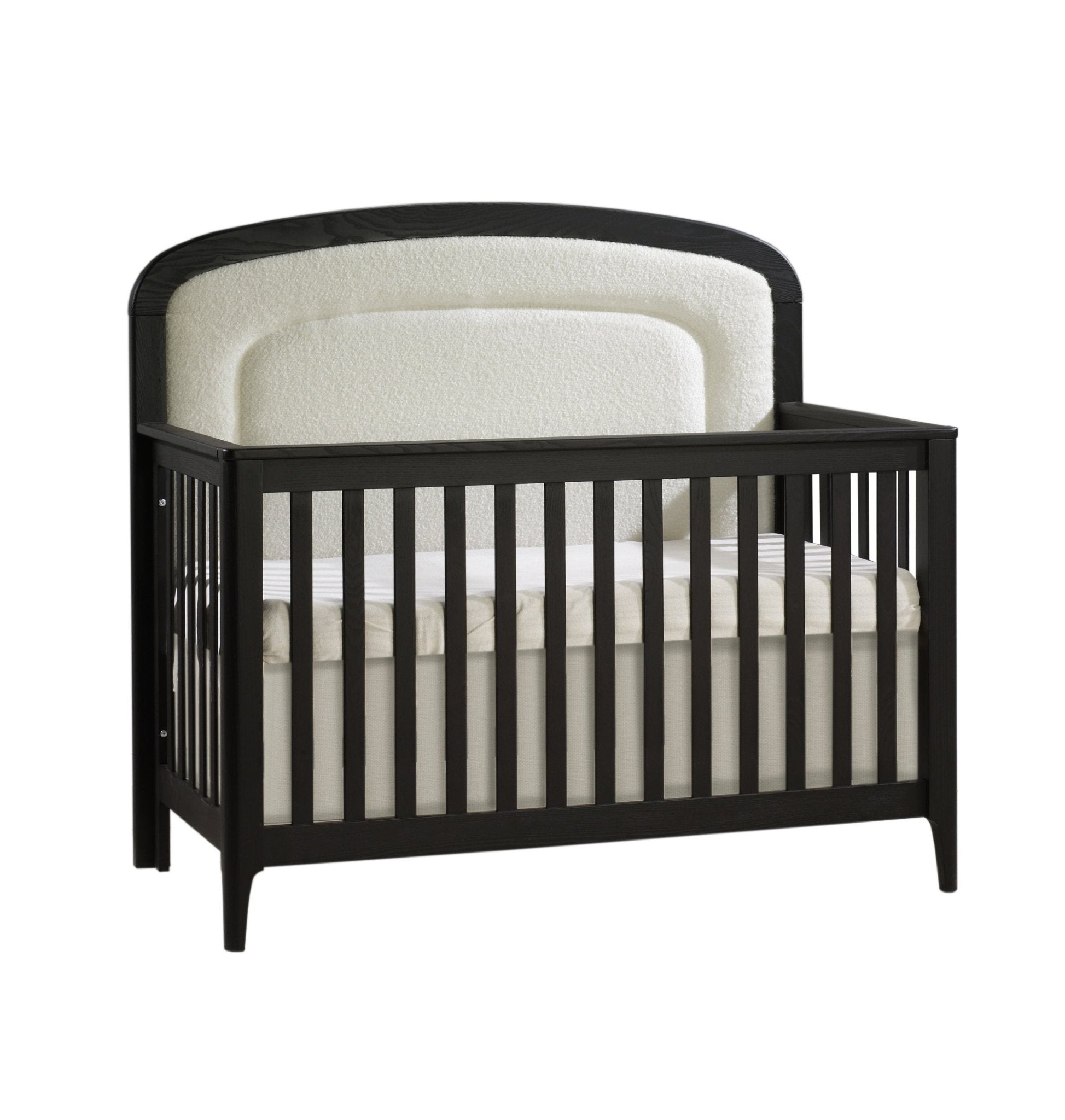 Natart - Palo “5-in-1” Convertible Crib with Bouclé Beige Upholstered ...